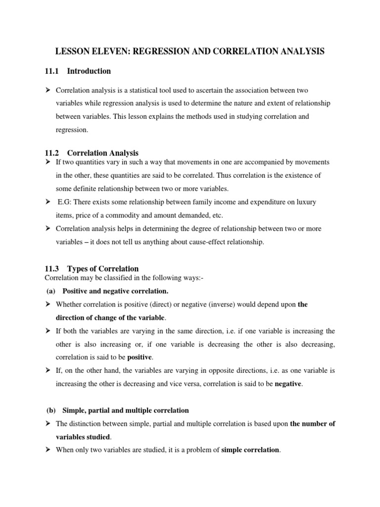 Lesson 11 - Regression and Correlation Analysis | PDF | Regression Analysis | Linear Regression