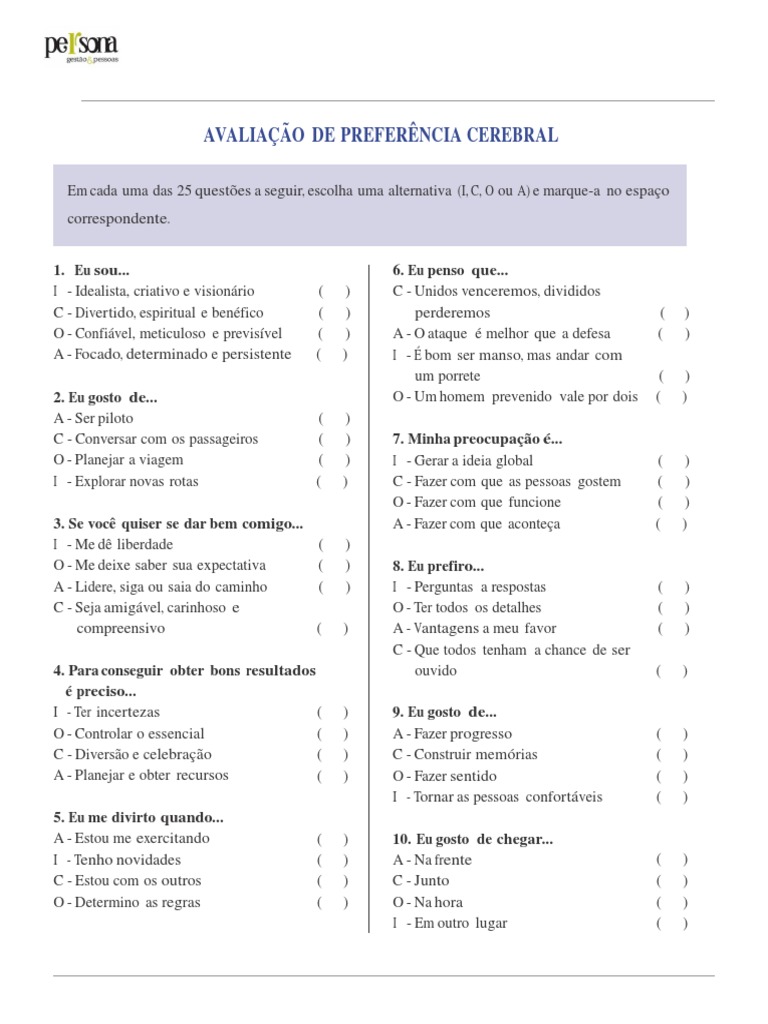 Formulário Perfil Comportamental - IBC - TESTE | PDF