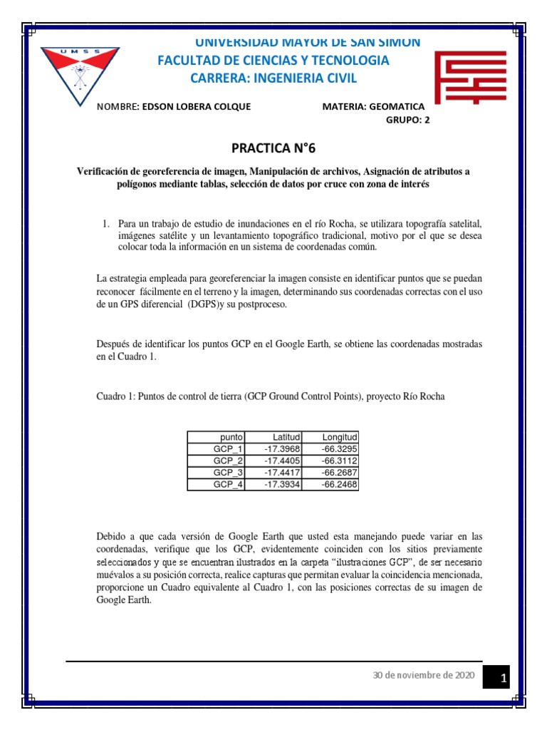 Practica N°6 Geomatica | PDF | Sistema de Posicionamiento Global | Ciencias de la Tierra