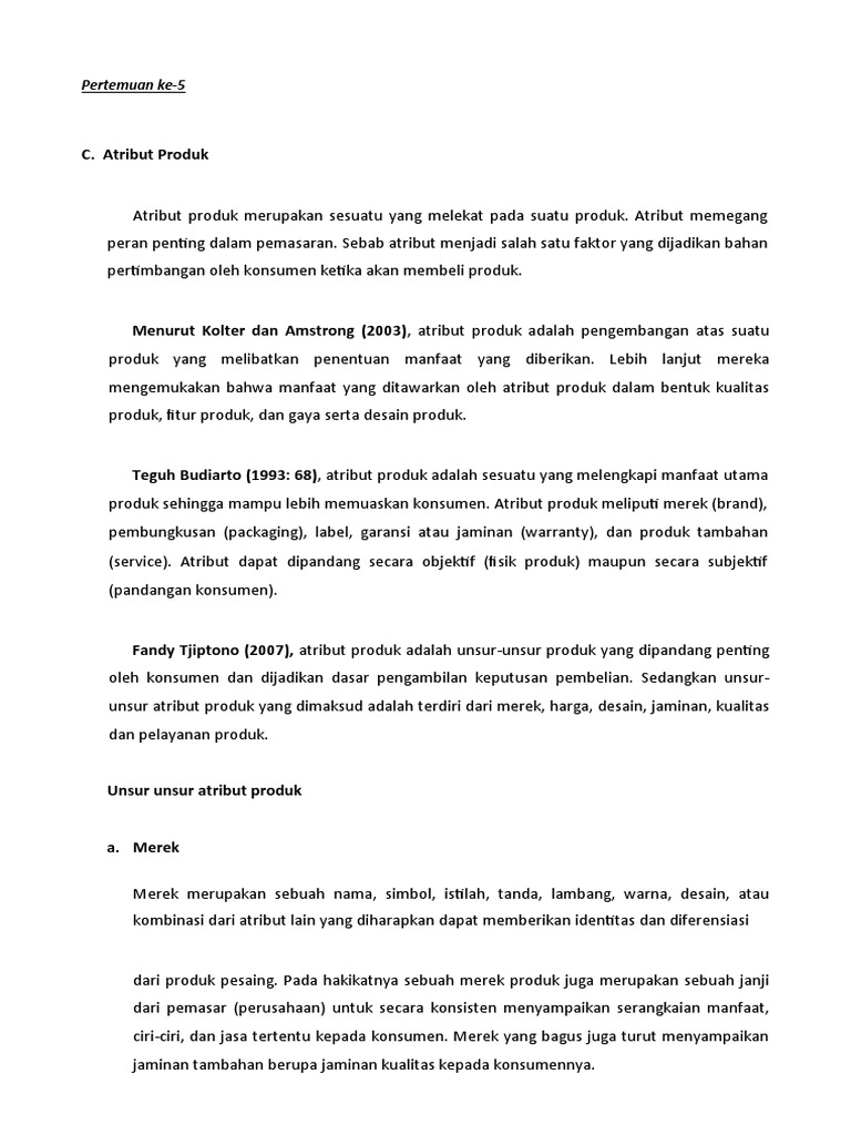 Pertemuan Ke-5 Atribut Produk | PDF