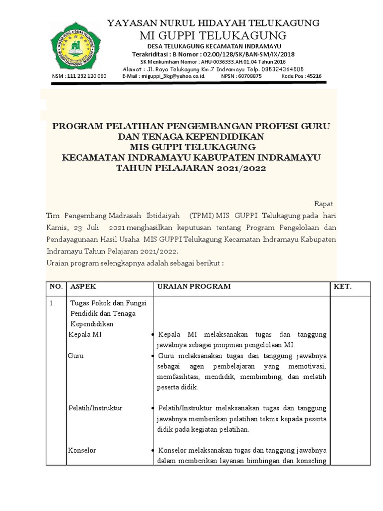 Program Pengembangan Profesi Pendidik dan Tenaga Kependidikan | PDF