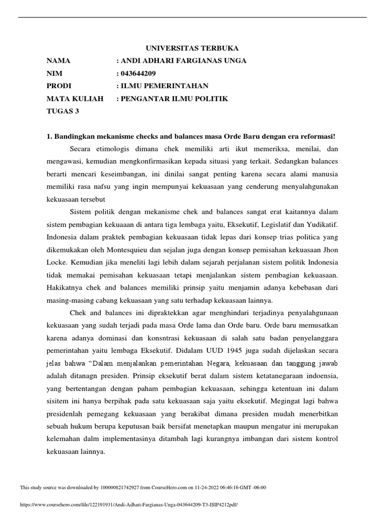 Andi Adhari Fargianas Unga 043644209 T3 ISIP4212 PDF | PDF