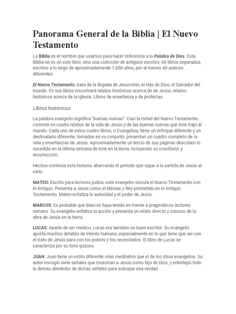 Panorama General de La Biblia | PDF | Pablo el apóstol | Jesús