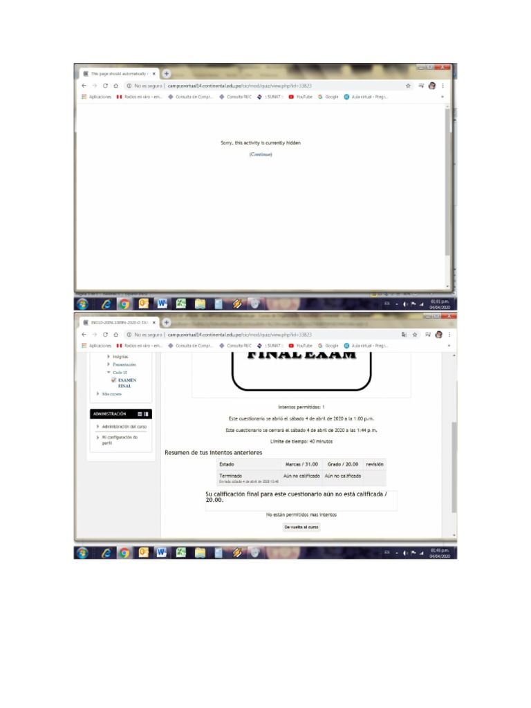Examen Final Ingles 10 Ciclo | PDF