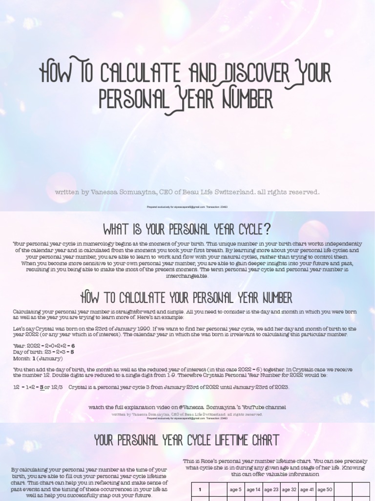 Personal Year Cycles Free PDF Beau Life Switzerland | PDF
