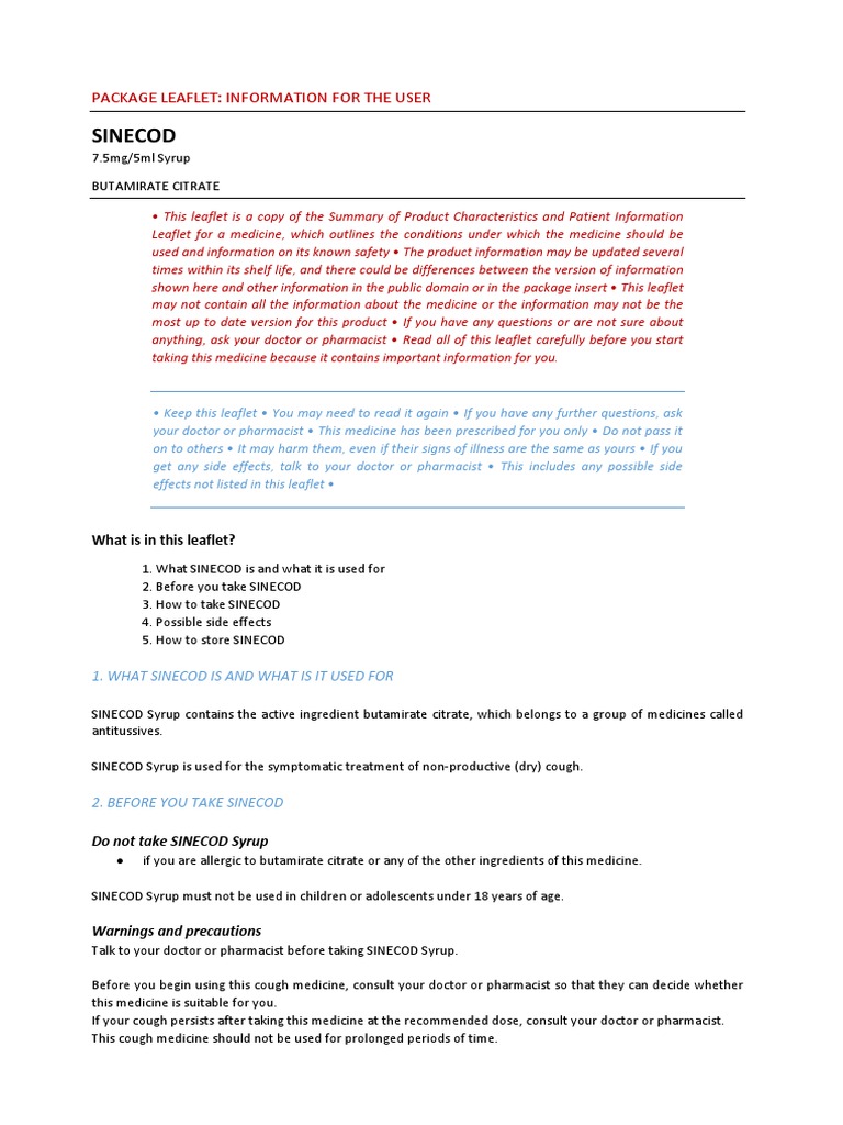 Sinecod | PDF | Cough | Pregnancy