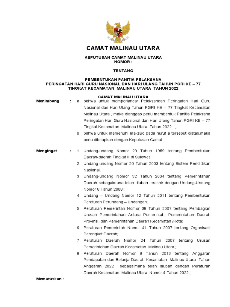 Pembentukan Panitia Hari Guru 2022 | PDF