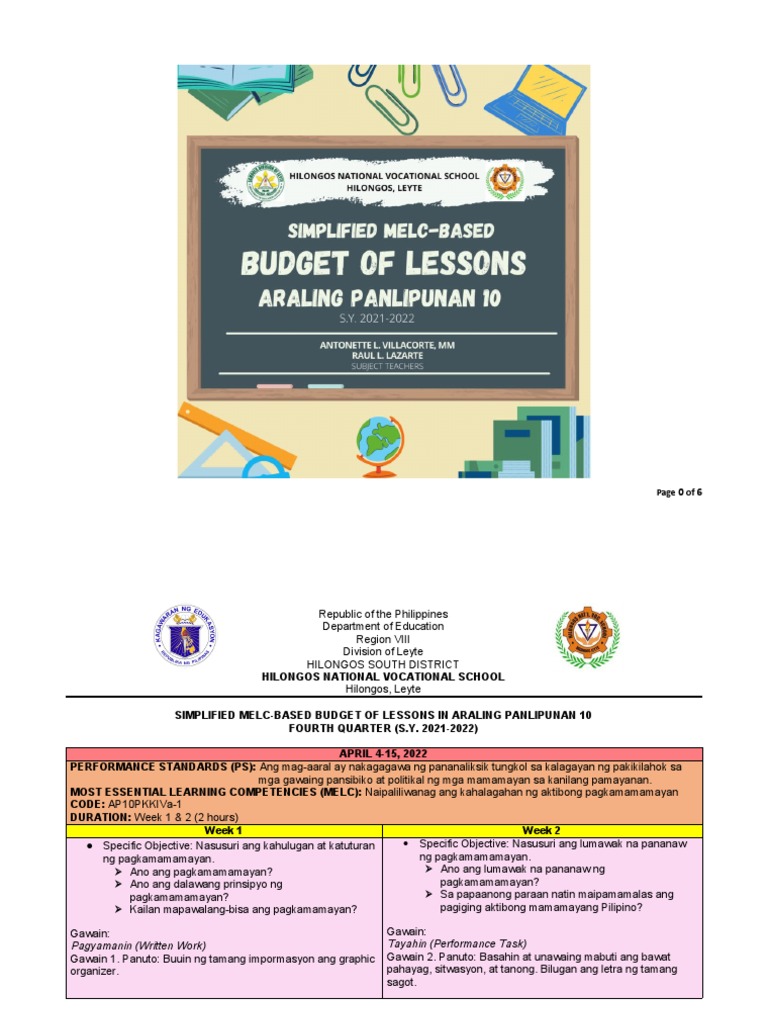Simplified MELC Based BOL AP10 Q4 | PDF