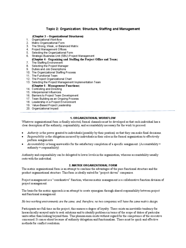 Topic 2 Organization Structure Staffing and Management | PDF ...