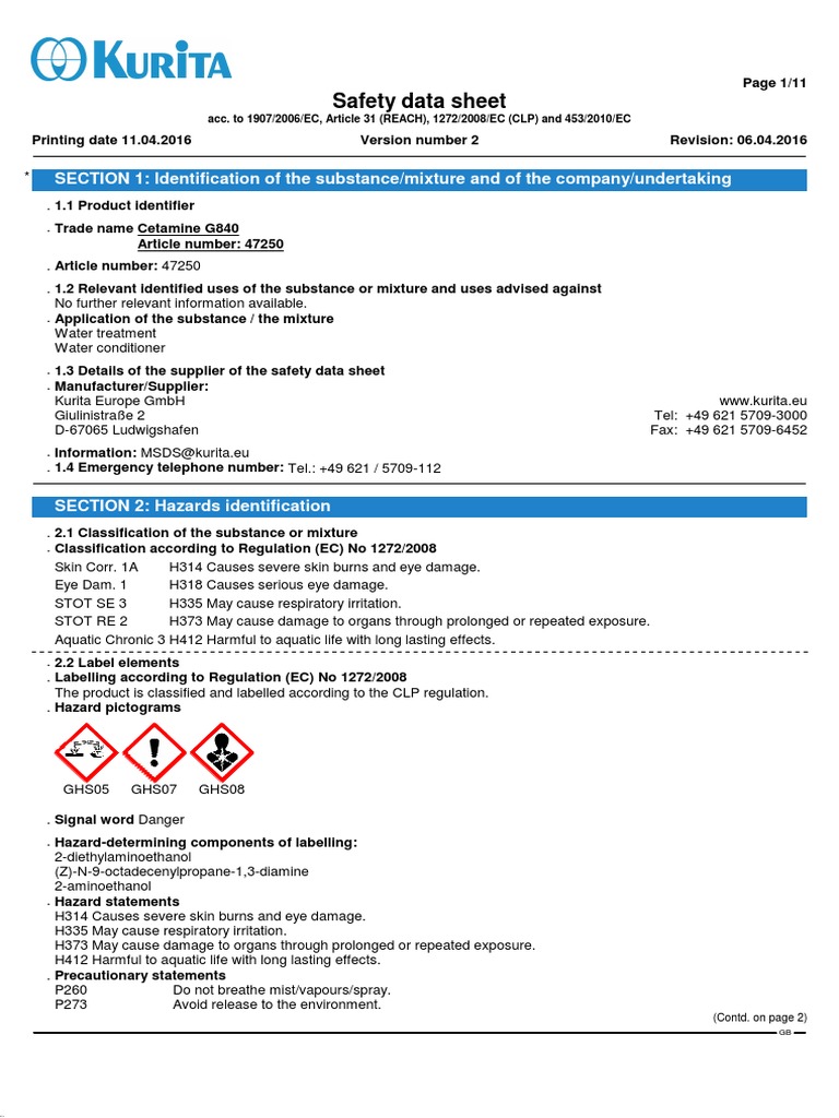 Cetamine G840 Safety Data Sheet | PDF | Toxicity | Firefighting