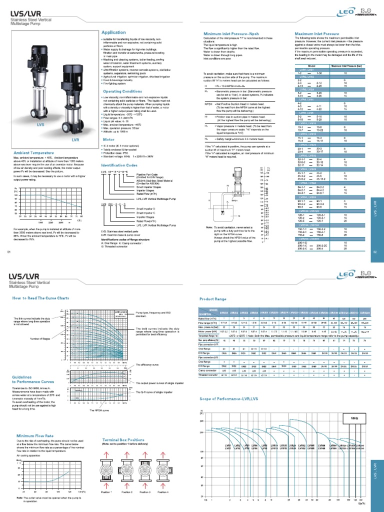 Leo Pump Stainlesssteel Vertical Multistage LVR LVS | PDF