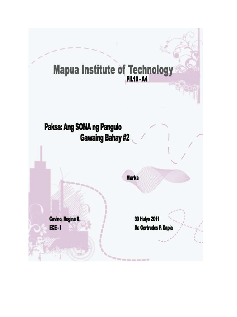 SONA Reaction Paper | PDF