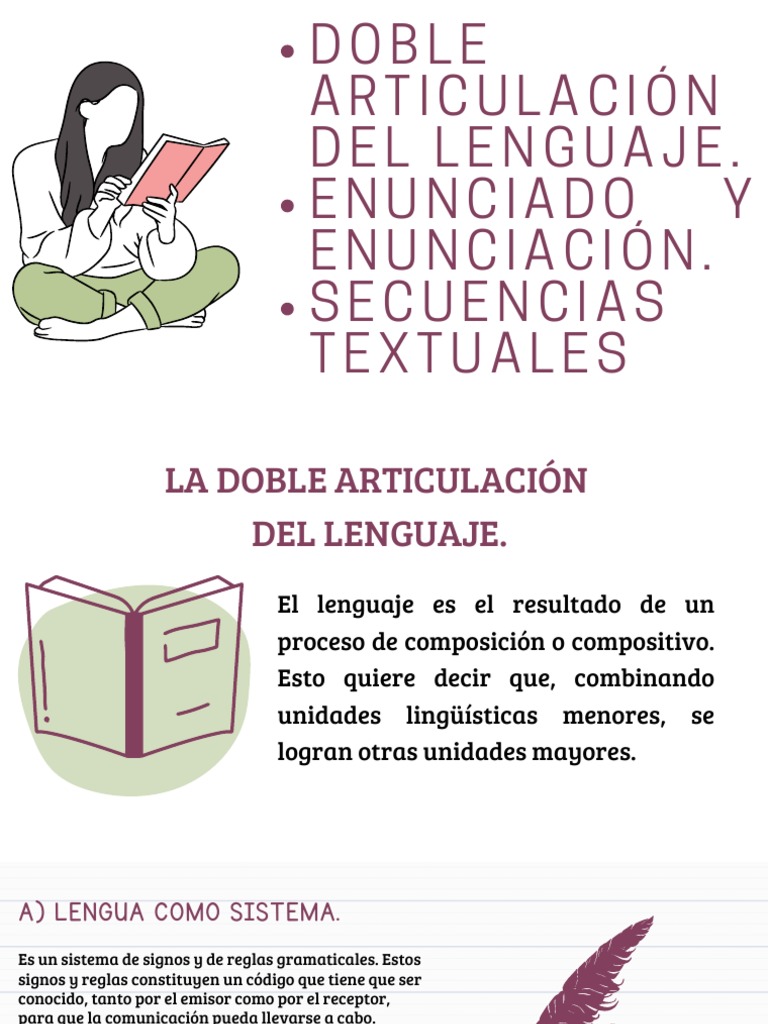 Doble articulación del lenguaje. Enunciado y enunciación. Secuencias ...