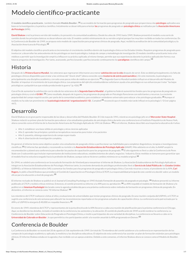 Modelo Científico-Practicante HistoriayDesarrollo | PDF | Sicología ...