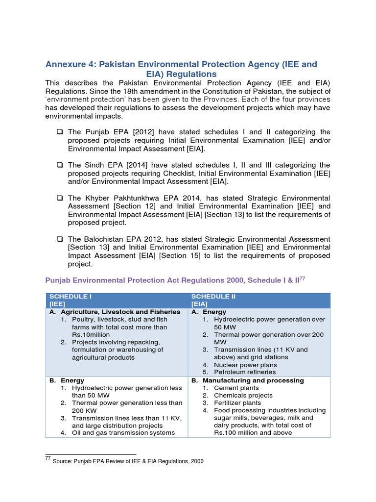 Annexure 4 - Pakistan Environmental Protection Agency (IEE and EIA ...