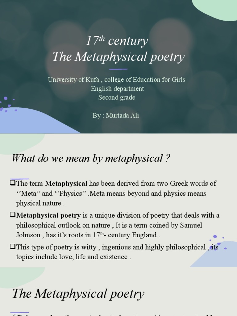 L11 Metaphysical Poetry | PDF | Poetry | Metaphysics