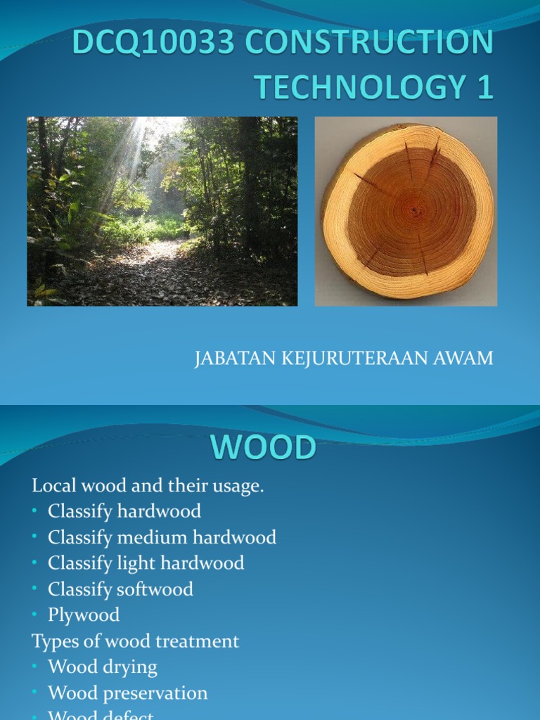 Dcq10033 Topic 1 Wood | PDF | Wood | Building Engineering
