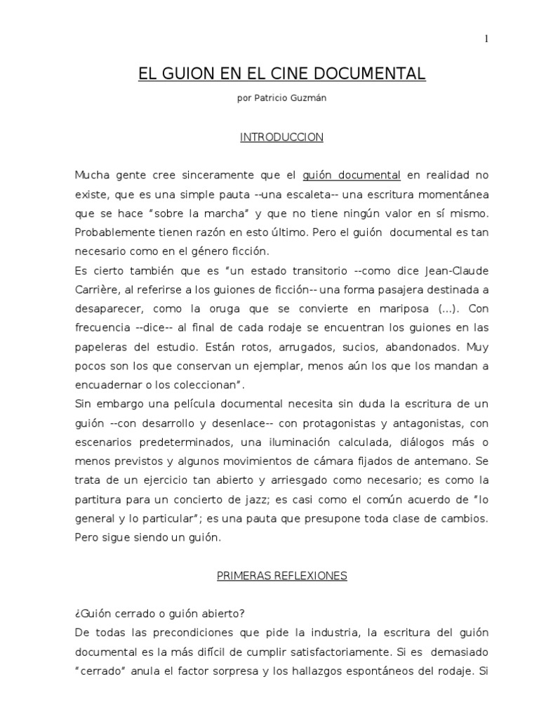 18 El Guion en El Cine Documental Patricio Guzmán | PDF