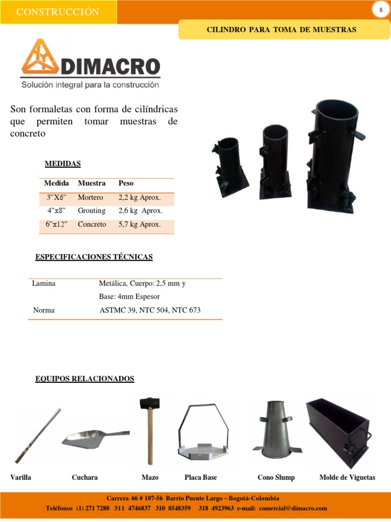 Ficha Tecnica Cilindros para Prueba de Concreto | PDF