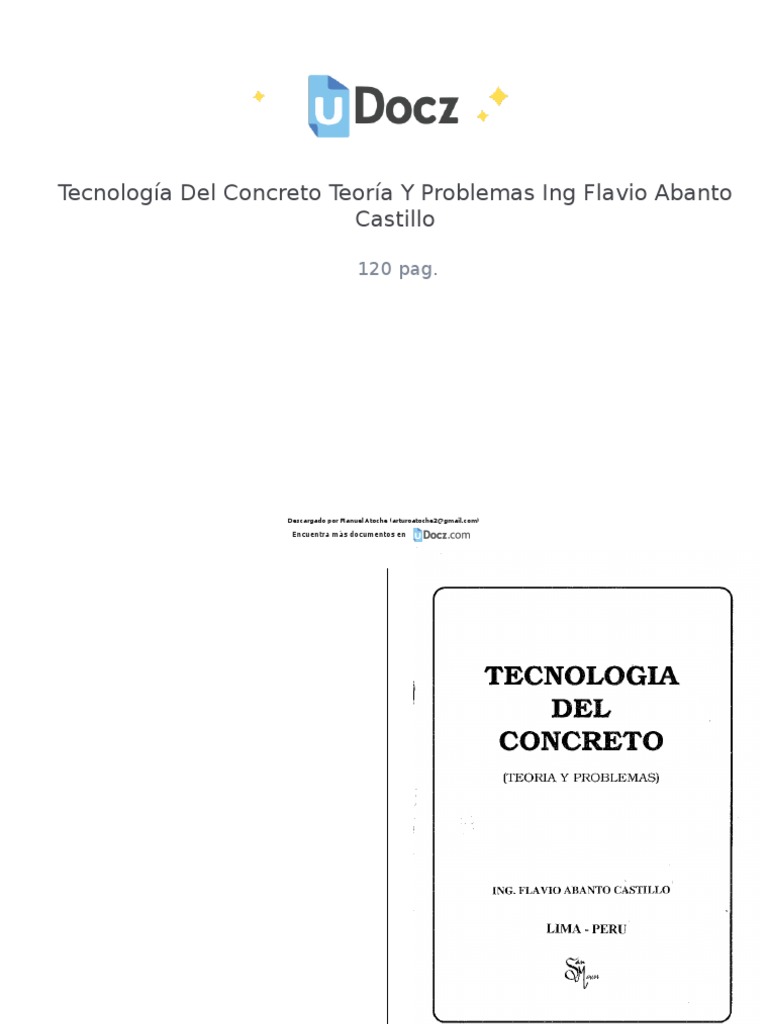 Tecnologia Del Concreto Teoria y Problemas Ing Flavio Abanto Castillo 1 Downloable | PDF