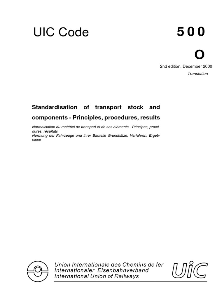 UIC Code: Standardisation of Transport Stock and Components ...