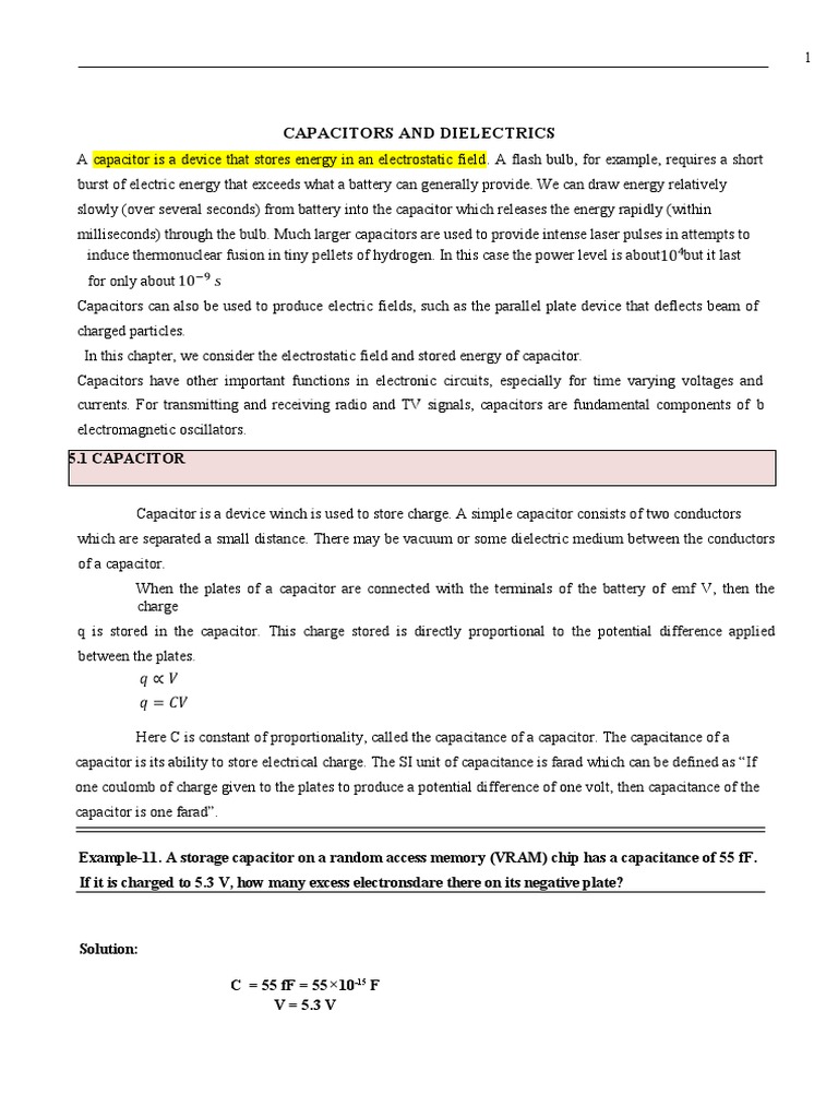 Capacitors and Dielectrics Explained | PDF | Dielectric | Capacitor