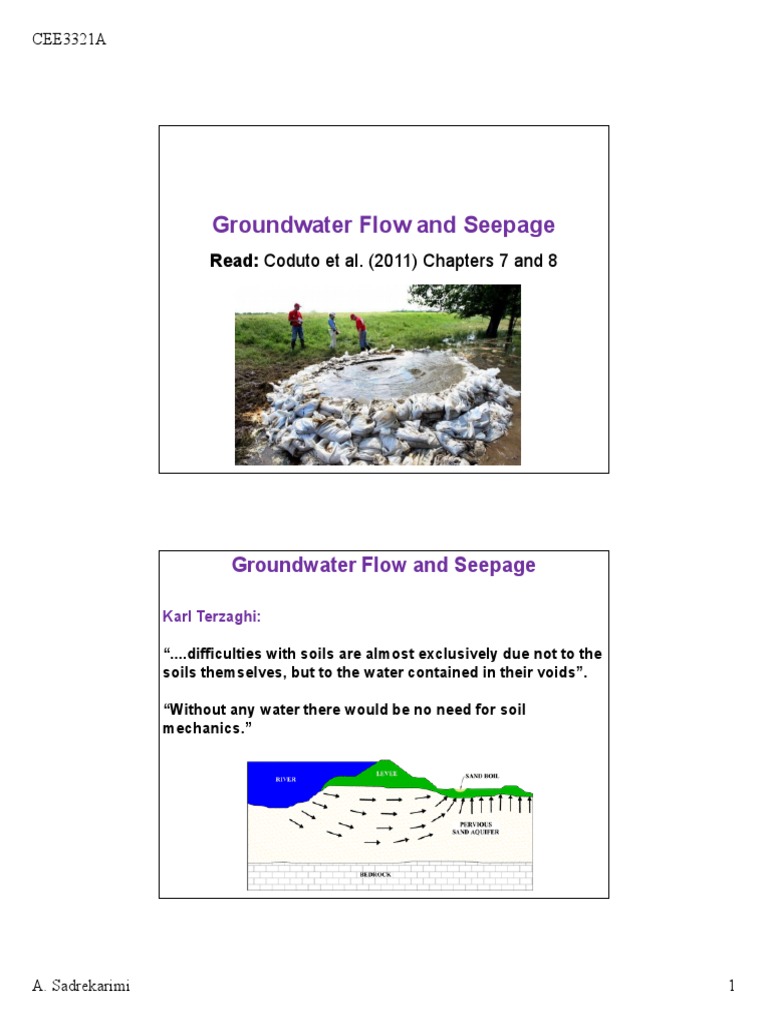 One Dimensional Seepage 1 | PDF | Soil Mechanics | Groundwater
