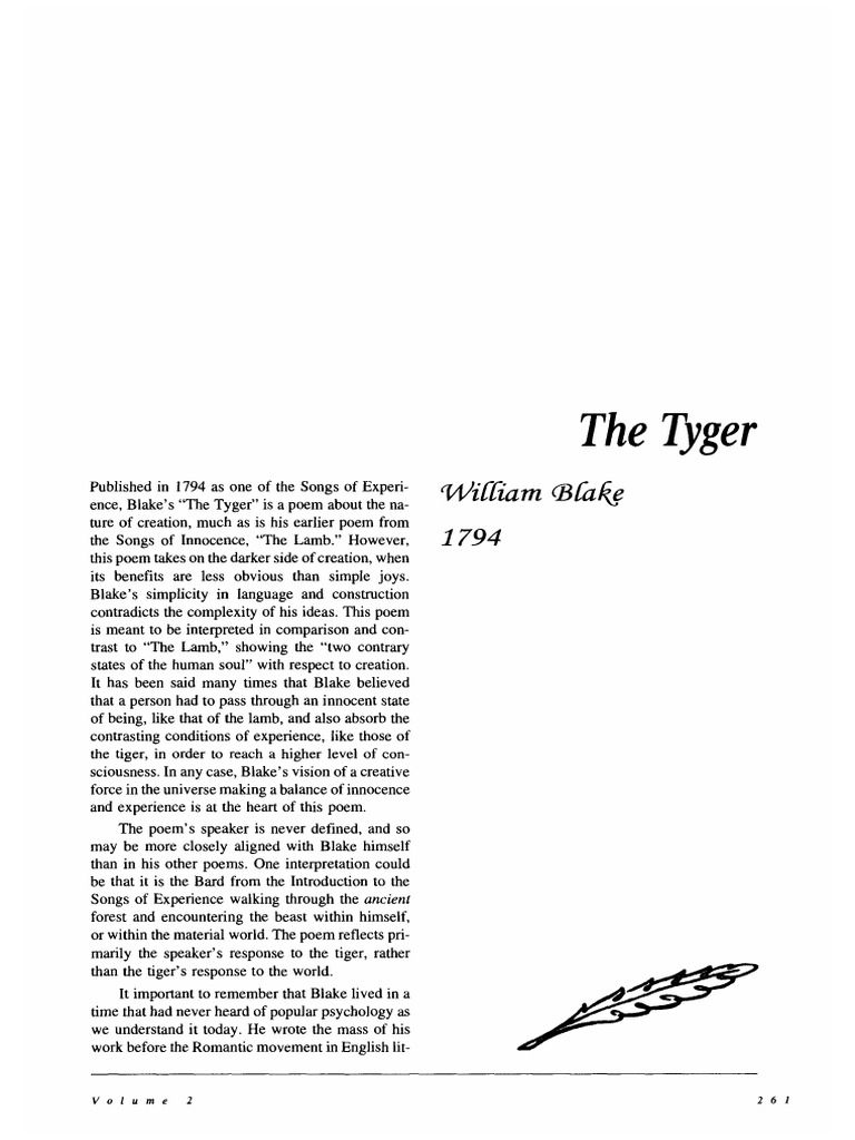 The Tyger Notes | PDF