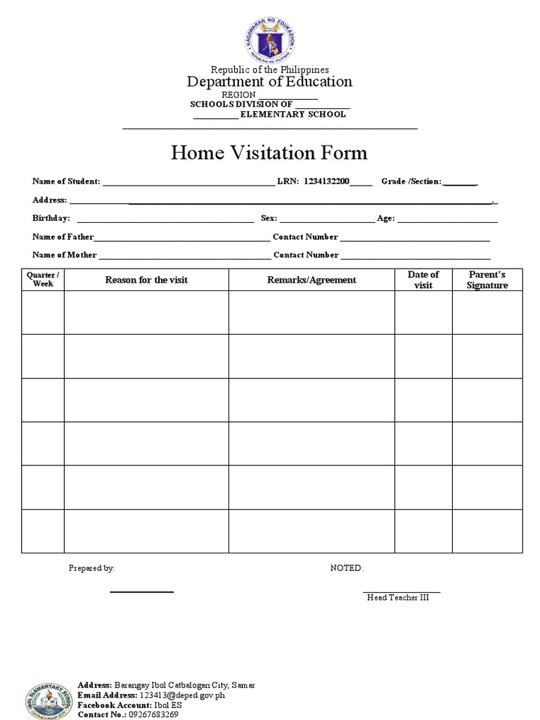 HOME VISITATION Form | PDF