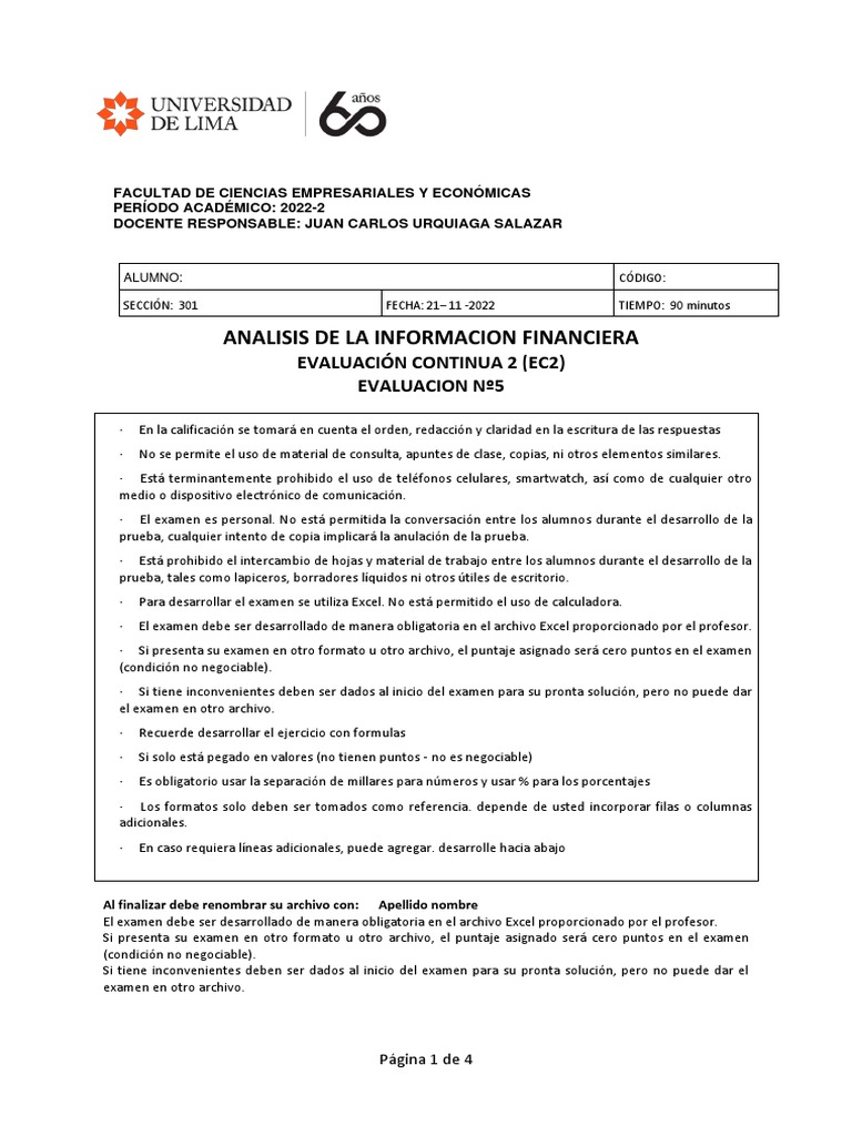 Ec2 Aif Ex4 602 2022-2 Fceye Ulima | PDF | Arrendamiento | Prueba (evaluación)