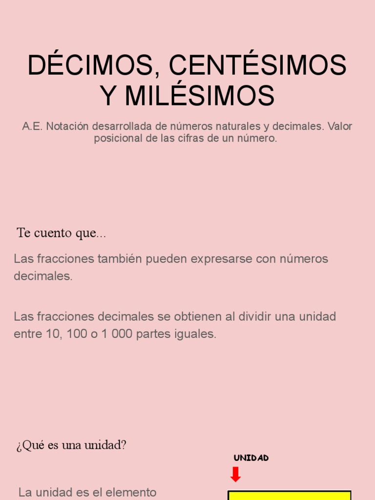 Décimos, Centésimos y Milésimos | PDF
