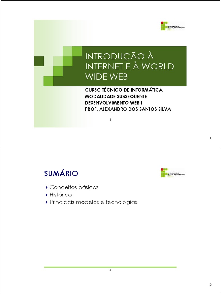 Introdução à Internet e Web: Conceitos e História | PDF | Rede mundial ...