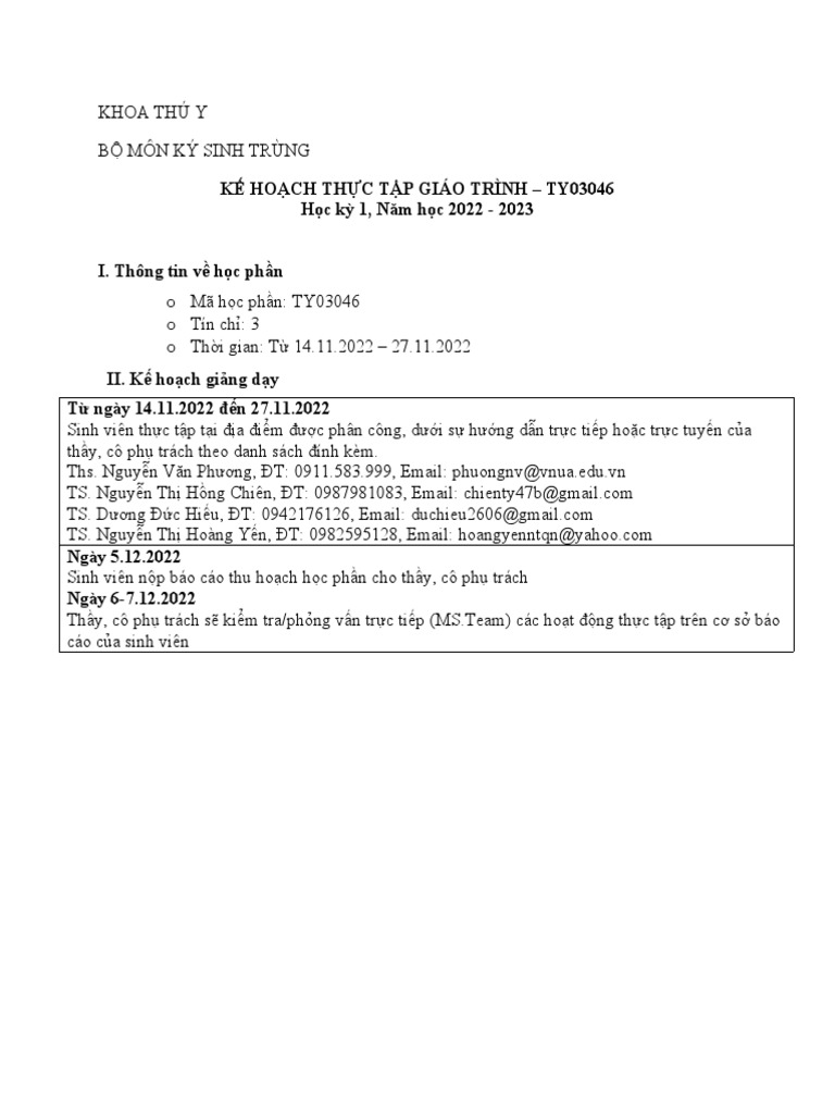 Ke Hoach TTGT KST Hk1 2022-2023 | PDF