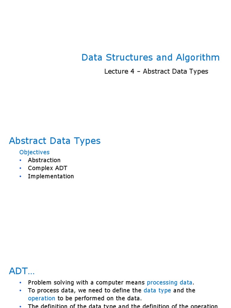 Lecture 4 Abstract Data Types Pdf Queue Abstract Data Type Data Type 5577
