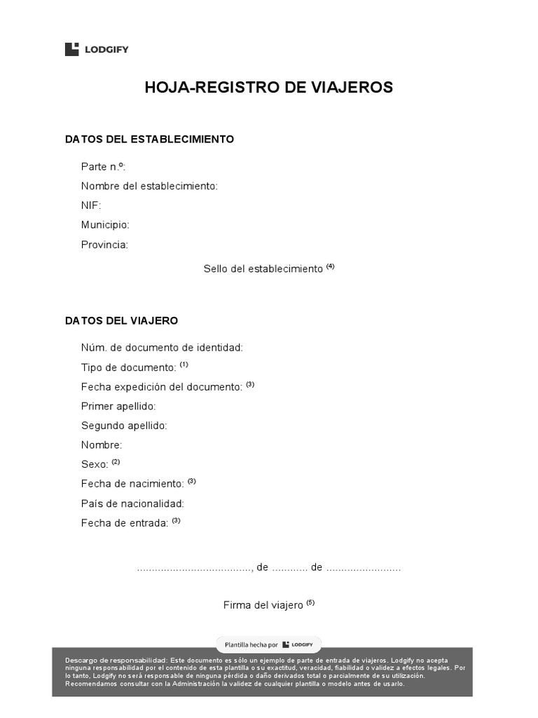 Modelo Parte Viajeros ES | PDF