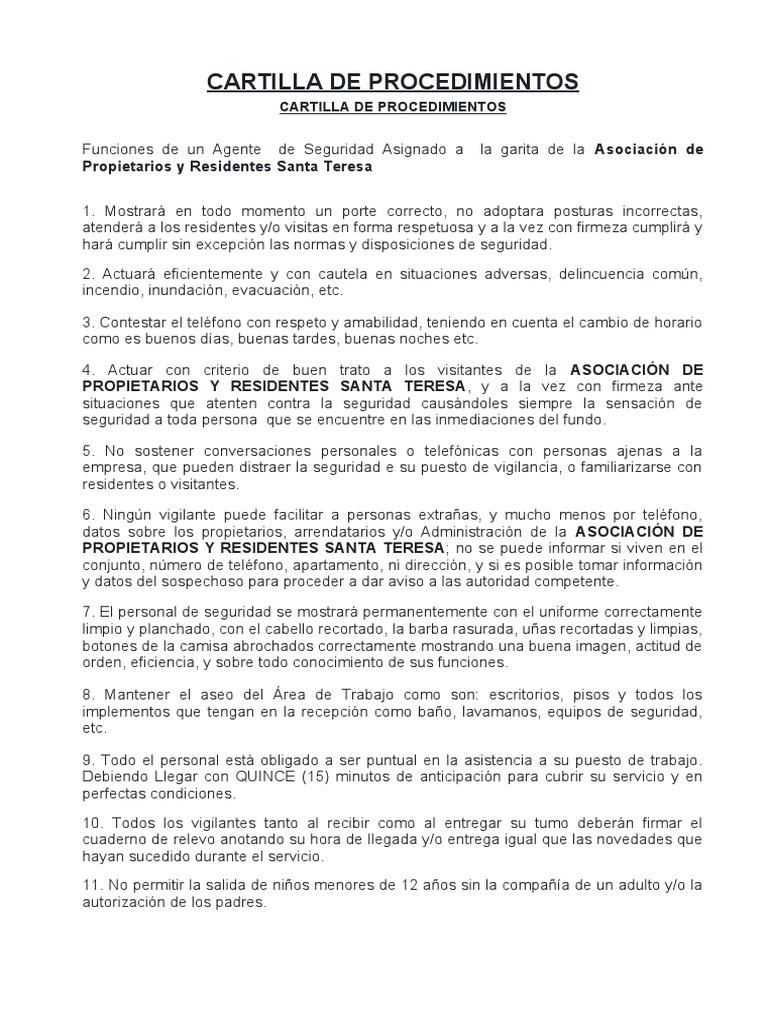 Cartilla de Procedimientos | PDF | Business