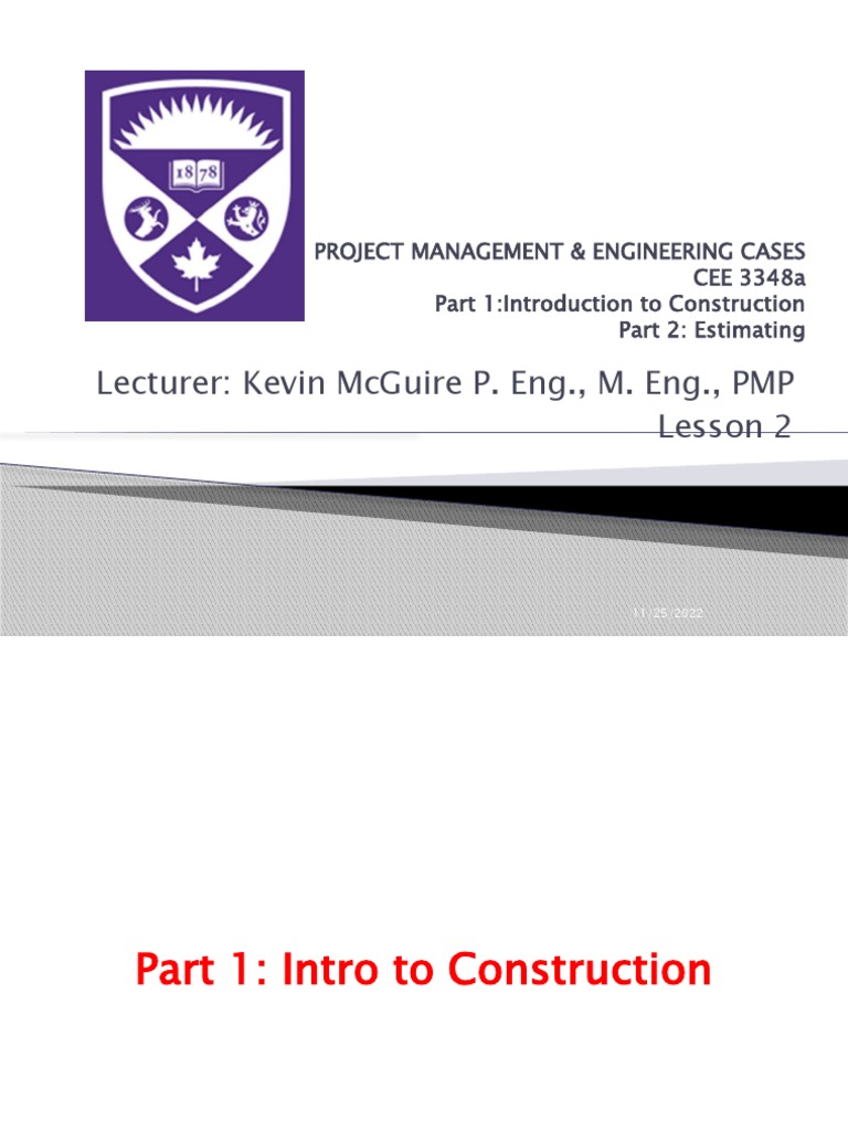 CEE+3348+2 Lesson+Two+-+Intro+to+Construction+ +estimating | PDF ...
