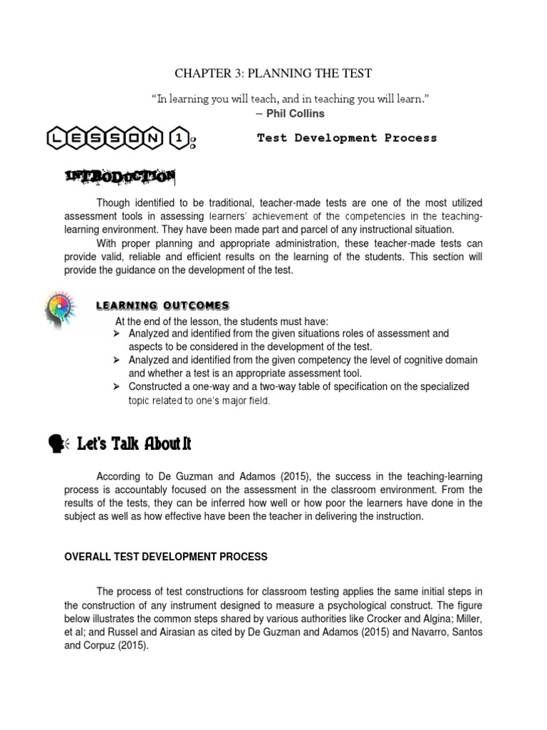 CHAPTER 3 - Lesson 1 Notes | PDF | Educational Assessment | Learning