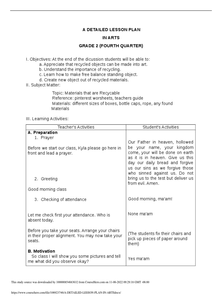 Recycling Art Lesson | PDF | Recycling | Lesson Plan