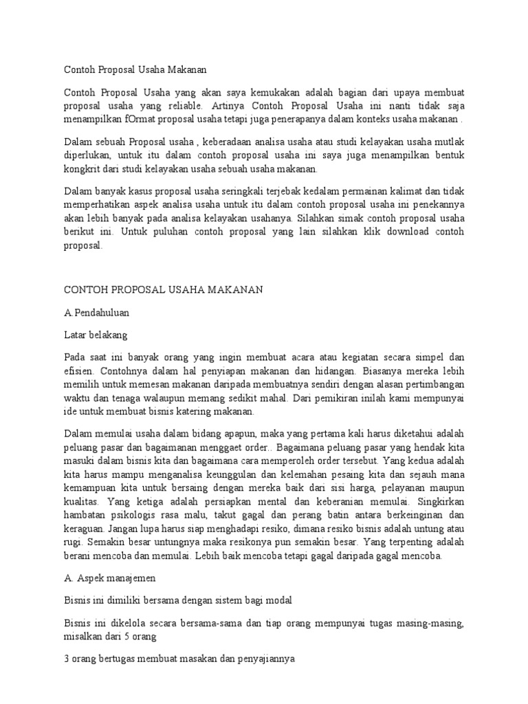 Contoh Pendahuluan Proposal Usaha - Aneka Contoh