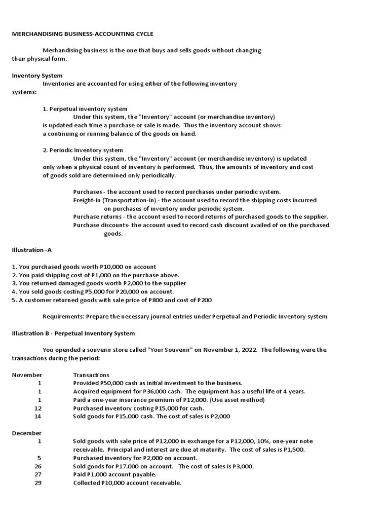 Merchandising Business Accounting Cycle | PDF | Debits And Credits ...