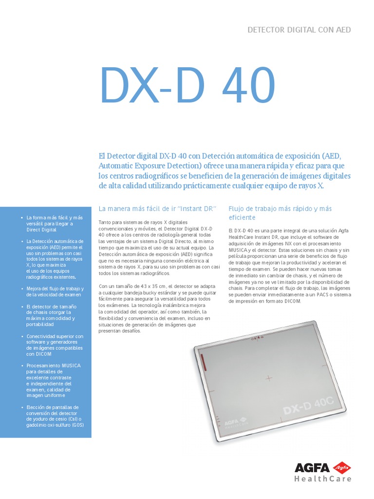 Ficha Detector DX D 40 | PDF | Rayo X | Pascal (Unidad)