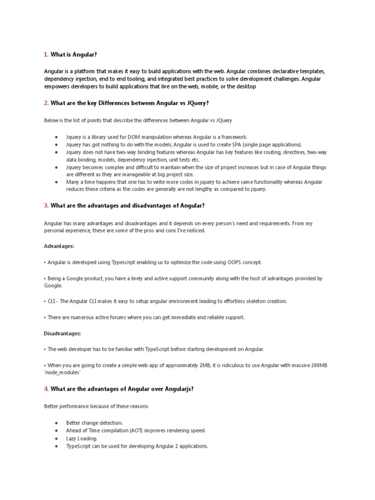 Angular Questions & Answers | PDF | Angular Js | Java Script Angular Questions & Answers | PDF | Angular Js | Java Script