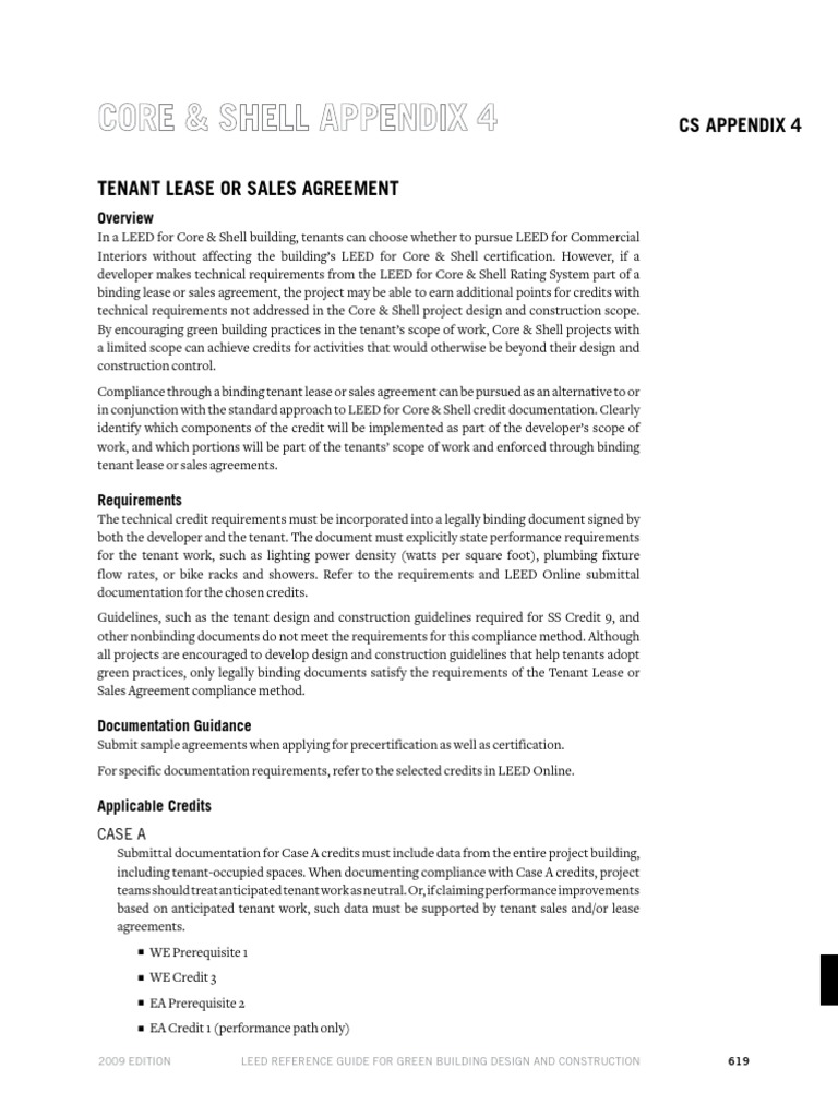 CS Tenant Lease or Sales Agreement Appendix 4 | PDF | Lease | Green ...