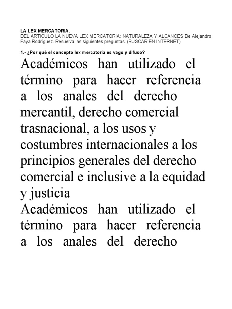 LA LEX MERCATORIA - Cuestionario 4 | PDF | Arbitraje | Justicia LA LEX MERCATORIA - Cuestionario 4 | PDF | Arbitraje | Justicia