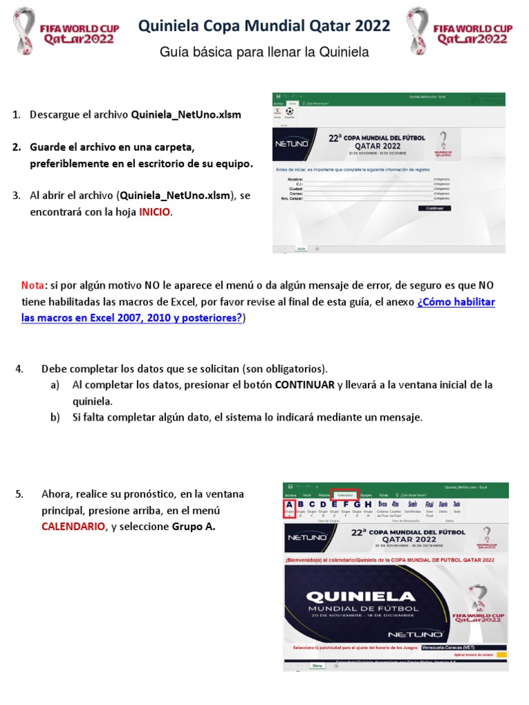 Guia para Llenar La Quiniela | PDF | Microsoft Excel | Desarrollo de ...