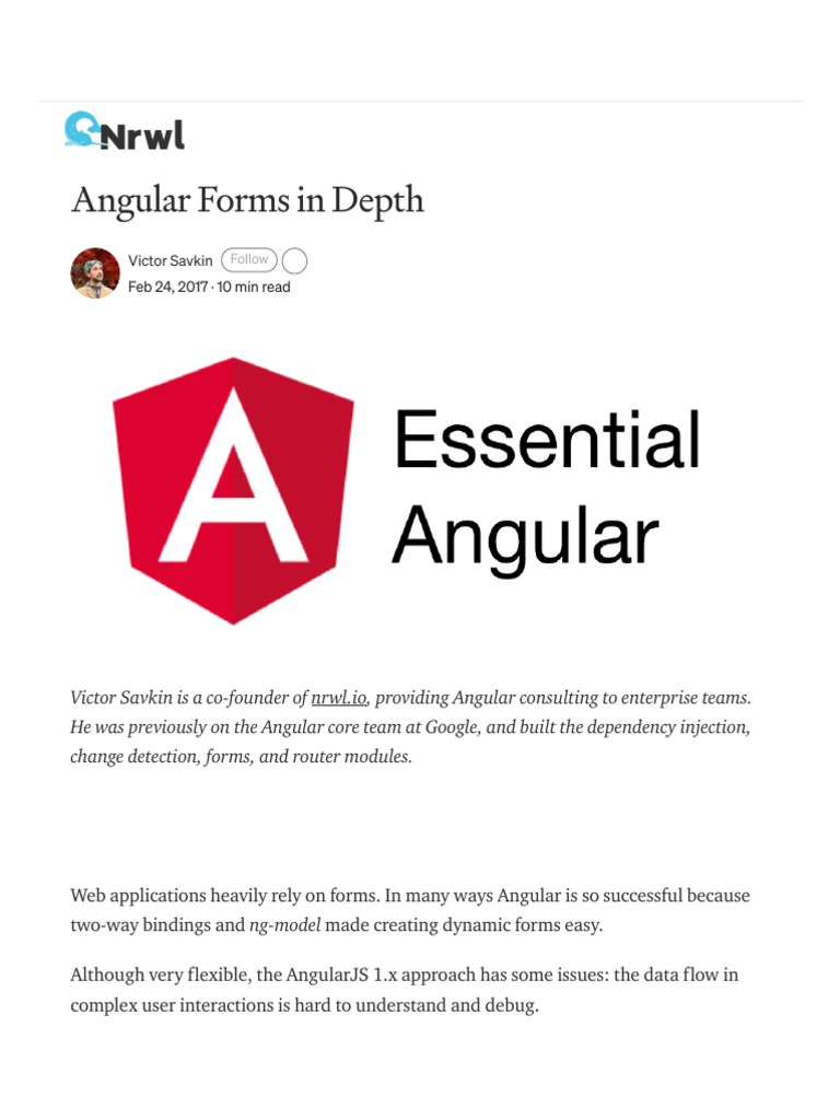 Angular Forms in Depth. Victor Savkin Is A Co-Founder of - by Victor Savkin - NRWL | PDF ...