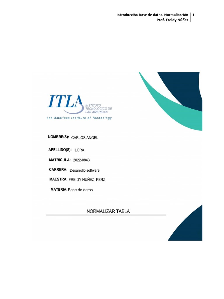 Normalizar Estas Tablas | PDF