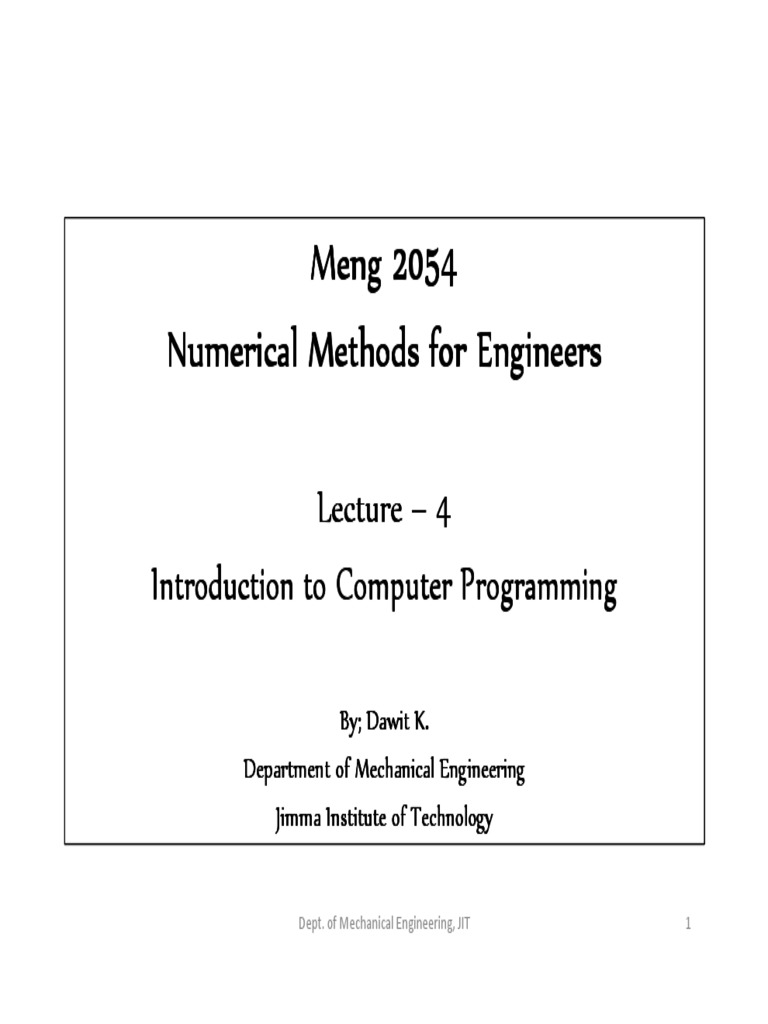 Lecture - 4 - Matlab | PDF | Control Flow | Algorithms