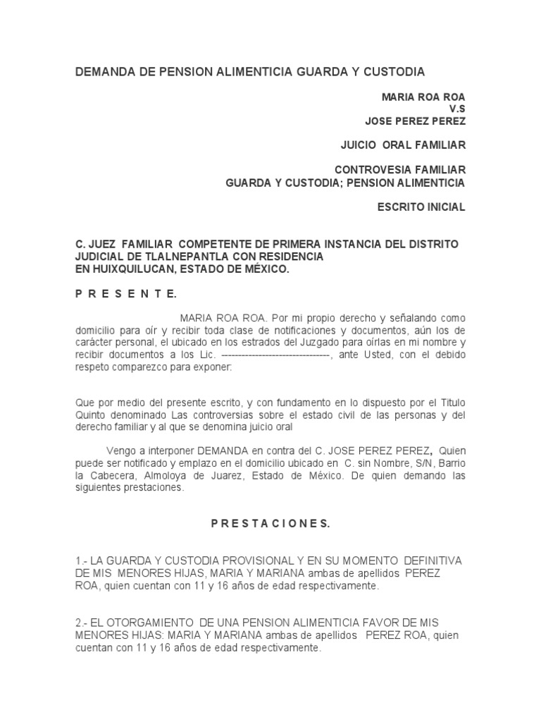 Modelo De Contestacion De Demanda De Alimentos Ecuador